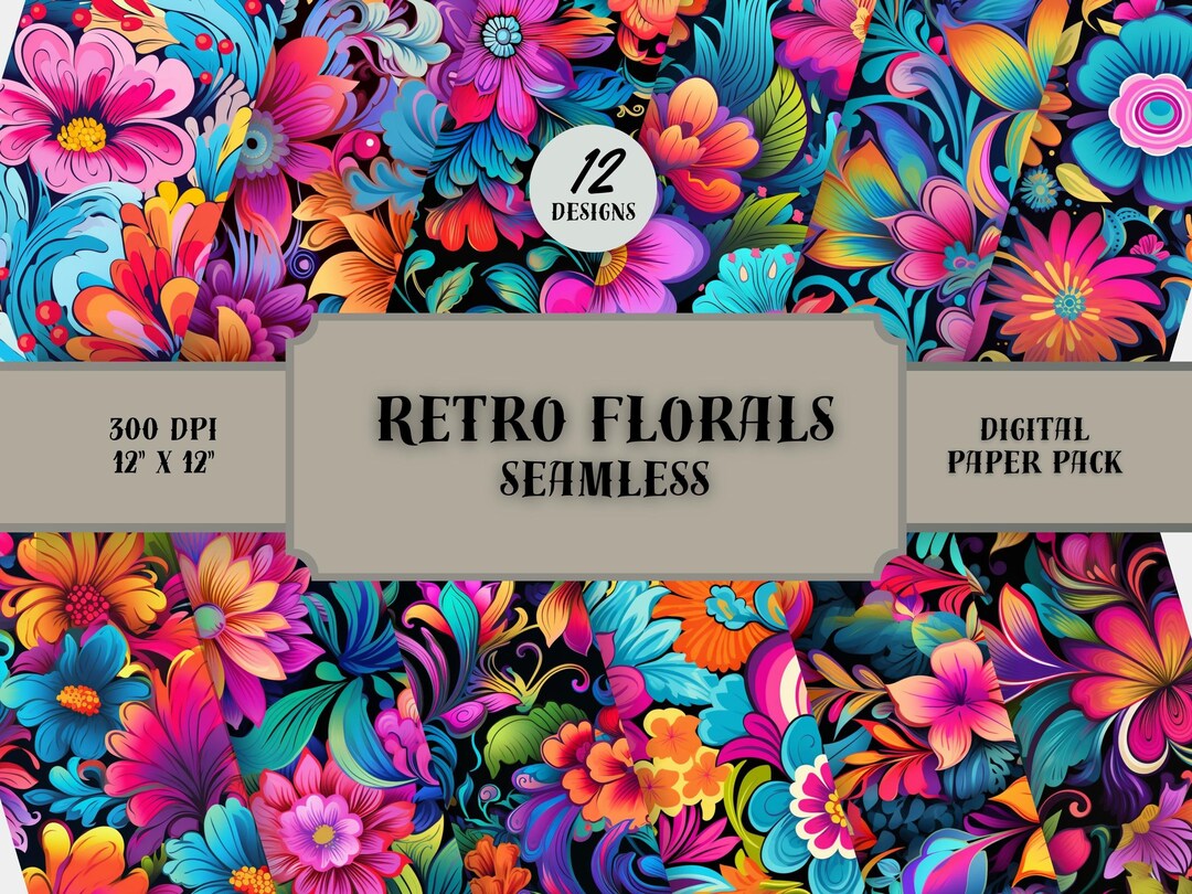 Retro Florals SEAMLESS Patterns-vintage-inspired Floral Digital Paper ...