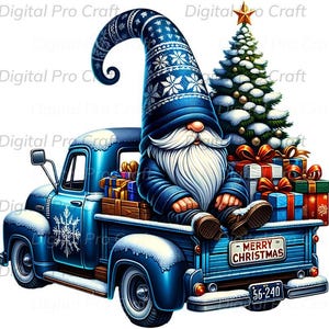 Christmas Gnome Truck Clipart Bundle - Winter Gnome PNG Graphics for ...