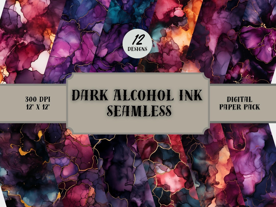 Dark Alcohol Ink SEAMLESS Patterns - Alcohol Ink Digital Paper - 12 ...