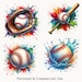 Watercolor Baseball Clipart, Digital Splash Sports Art, Commercial Use ...
