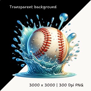 Watercolor Baseball Clipart, Digital Splash Sports Art, Commercial Use ...