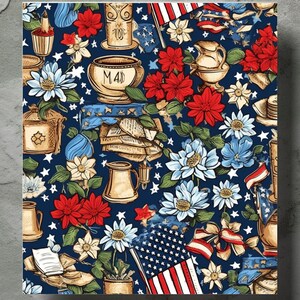 July 4th Patriotic Digital Paper Pack, Vintage American Red & White ...