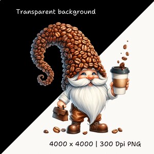 Watercolor Coffee Gnome Clipart Set, Cute Gnomes Digital PNG, High ...