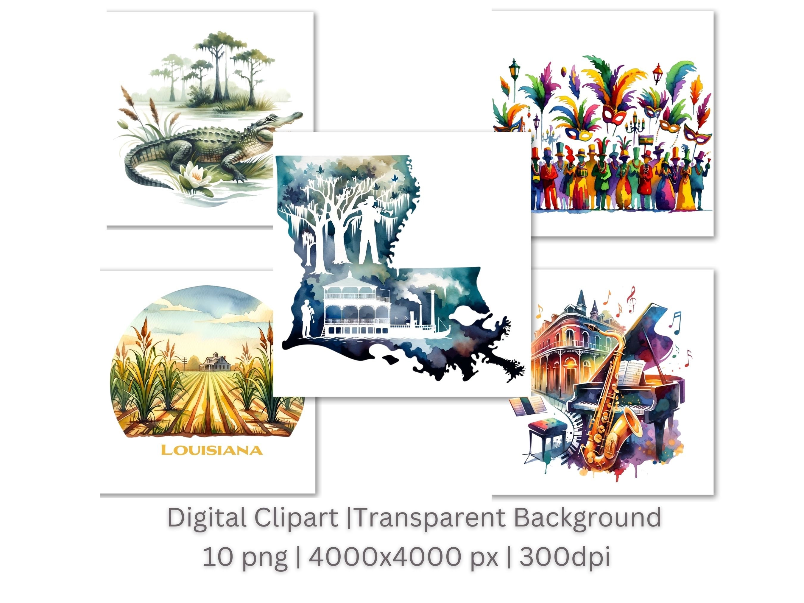 Louisiana Clipart, Watercolor Louisiana Png Files, Louisiana Bayou Png ...