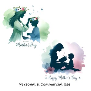 Mother's Day Watercolor Clipart, Digital PNG, Floral Heart Frame With ...