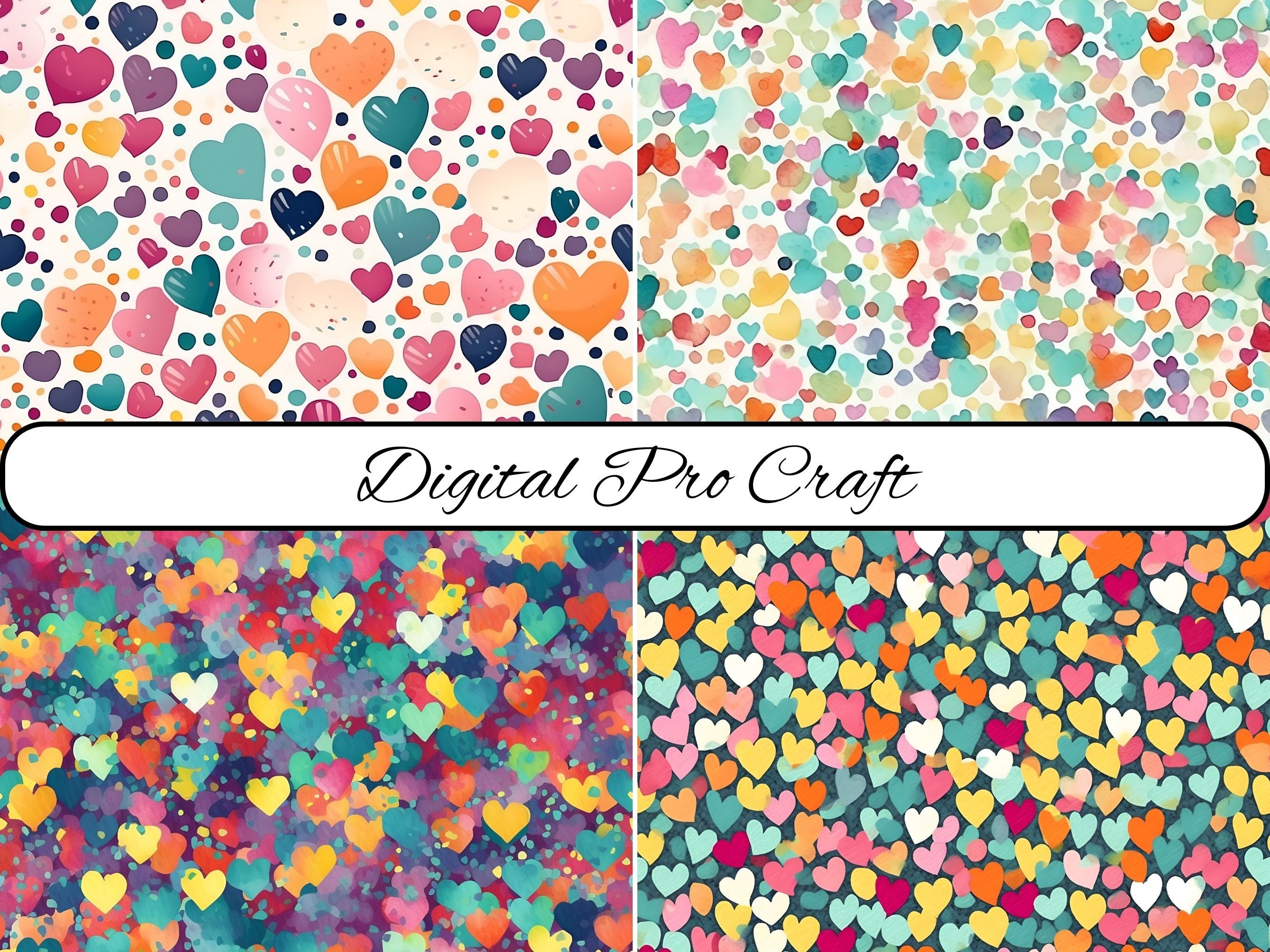 Love Hearts Confetti Digital Paper Seamless Pattern Pastel - Etsy