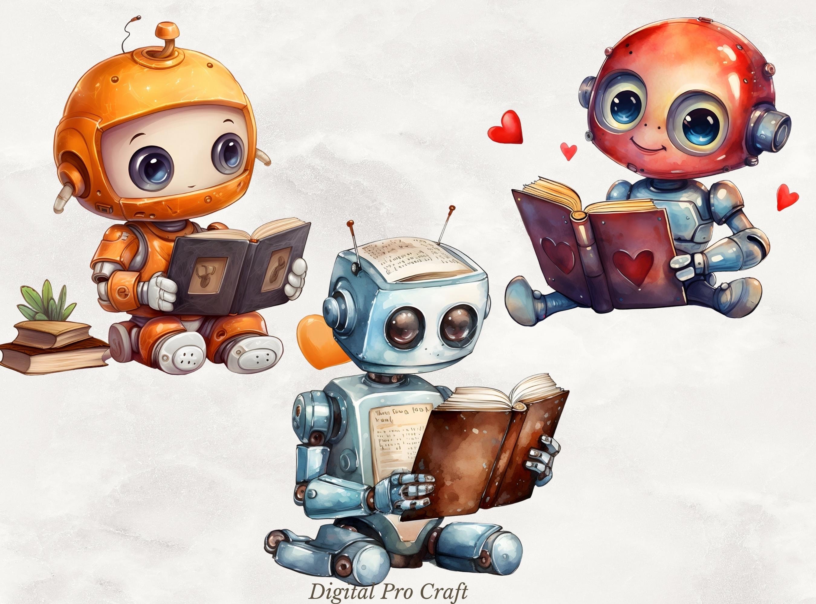 12 Watercolor Robot Clipart Cute Robot Clipart Robot Clip - Etsy