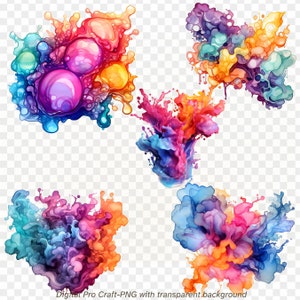 Watercolor Color Splash Clipart PNG Paint Splatter Clipart Alcohol Ink ...