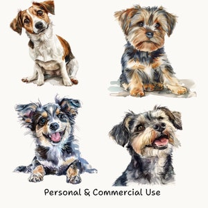 Watercolor Dog Clipart, Digital PNG Set, High Quality Puppy Images ...