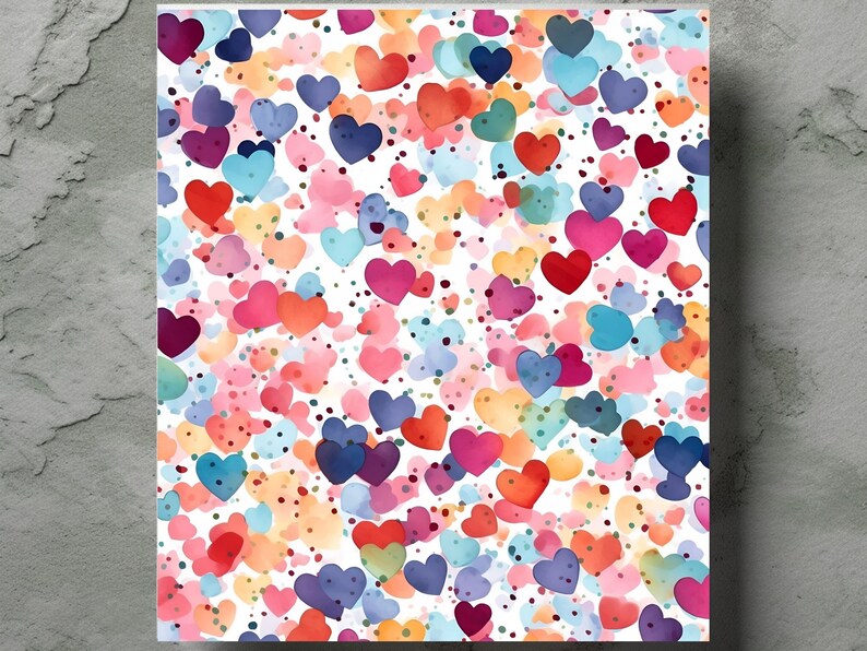 Love Hearts Confetti Digital Paper Seamless Pattern Pastel - Etsy