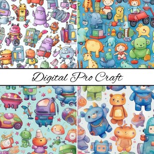 Set of 12 Pattern Toy Digital Paper,toy Pack Toy Scrapbook Paper ...