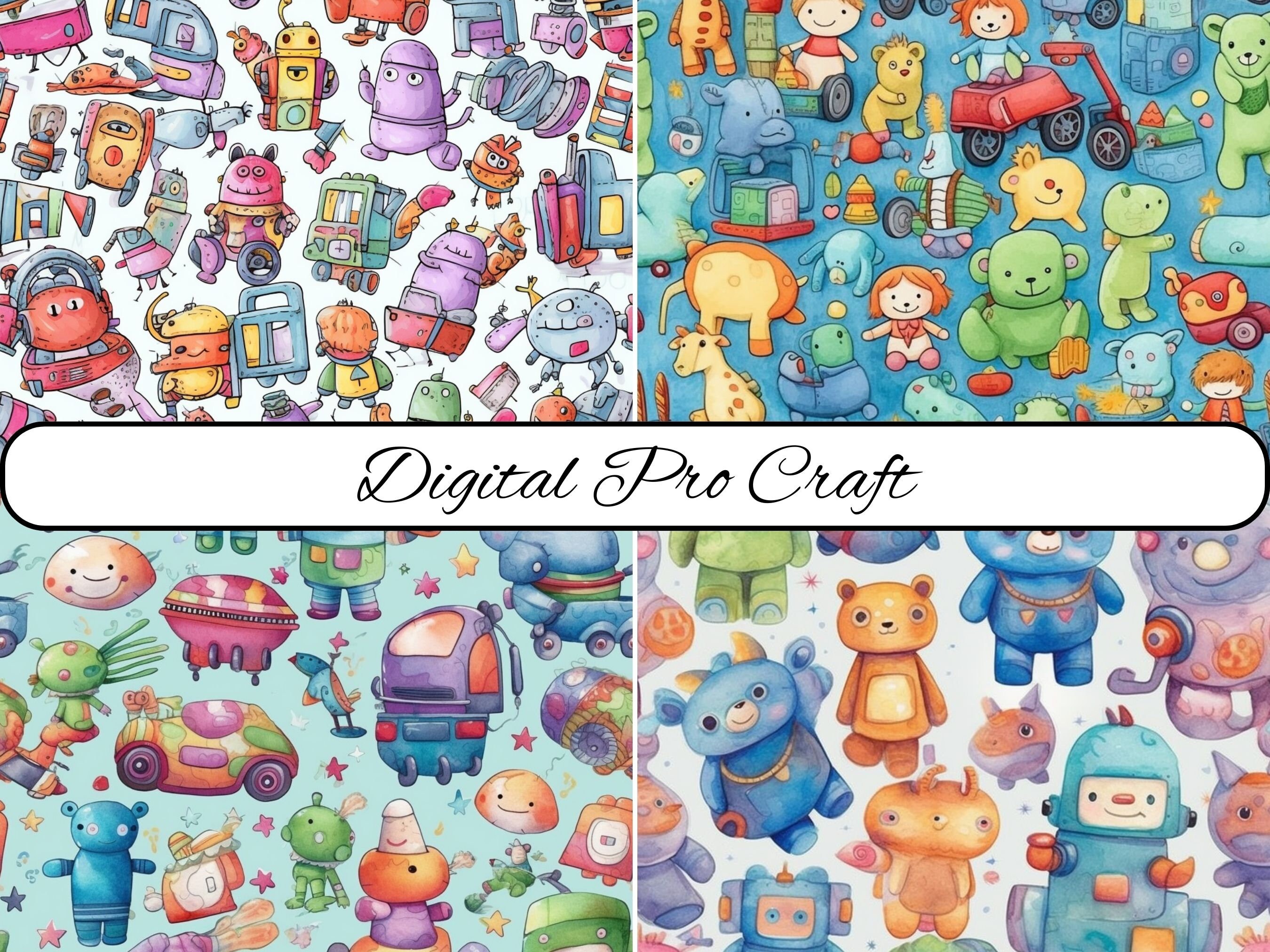 Set of 12 Pattern Toy Digital Papertoy Pack Toy Scrapbook - Etsy