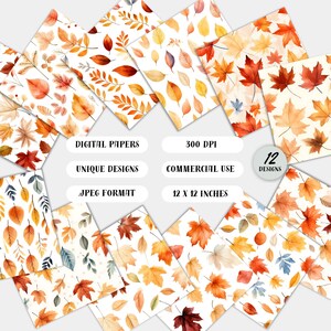 Watercolor Fall Leaves SEAMLESS Patterns - Autumn Leaves Digital Paper ...