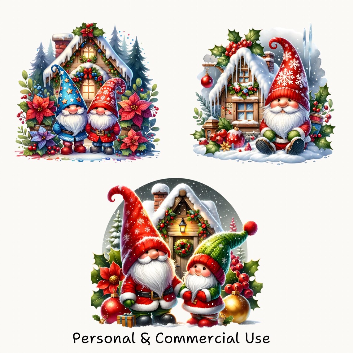 Christmas Gnome Clipart Bundle, Christmas Clipart, Winter Gnome Png ...