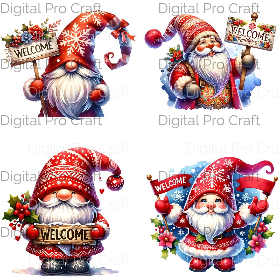 Welcome Gnome Clipart Bundle | Seasonal Gnome Clipart Collection | 4 ...