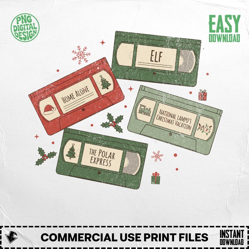Christmas Movie VHS Clipart, PNG, SVG, Retro Holiday Film Tapes, Elf ...