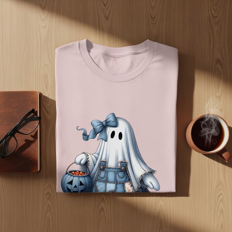 Retro Denim Ghost Png, Spooky Season, Patchwork Ghost, Cute Boo Ghost ...
