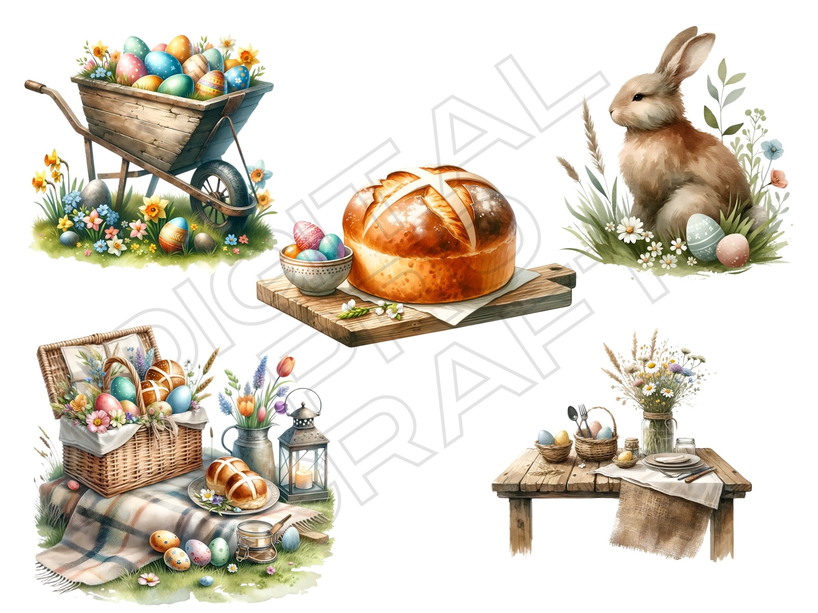 Rustic Western Easter Clipart PNG, Easter Basket Clipart Png,boho ...