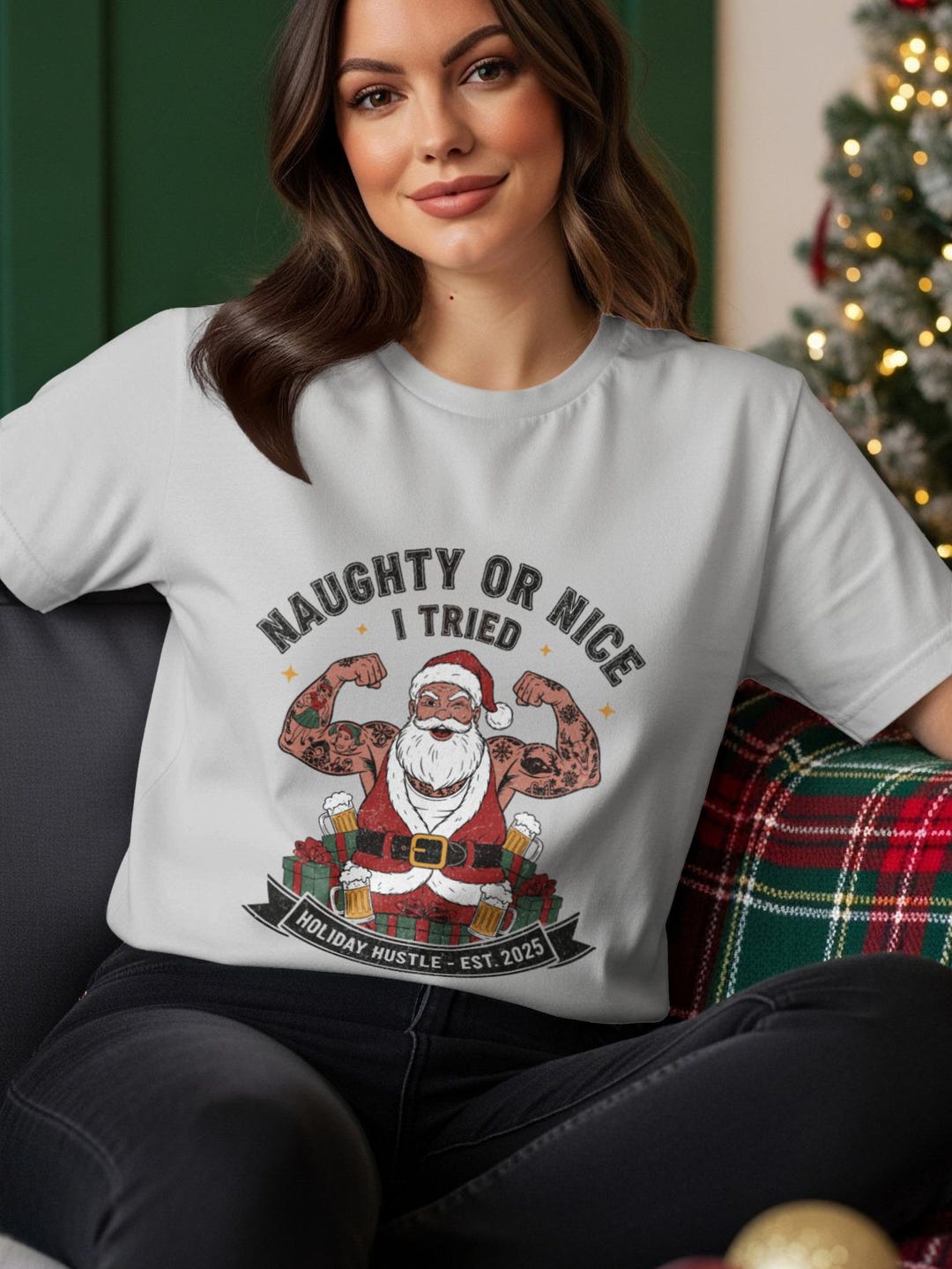 Naughty or Nice Santa Clipart PNG SVG, Funny Christmas Sublimation ...