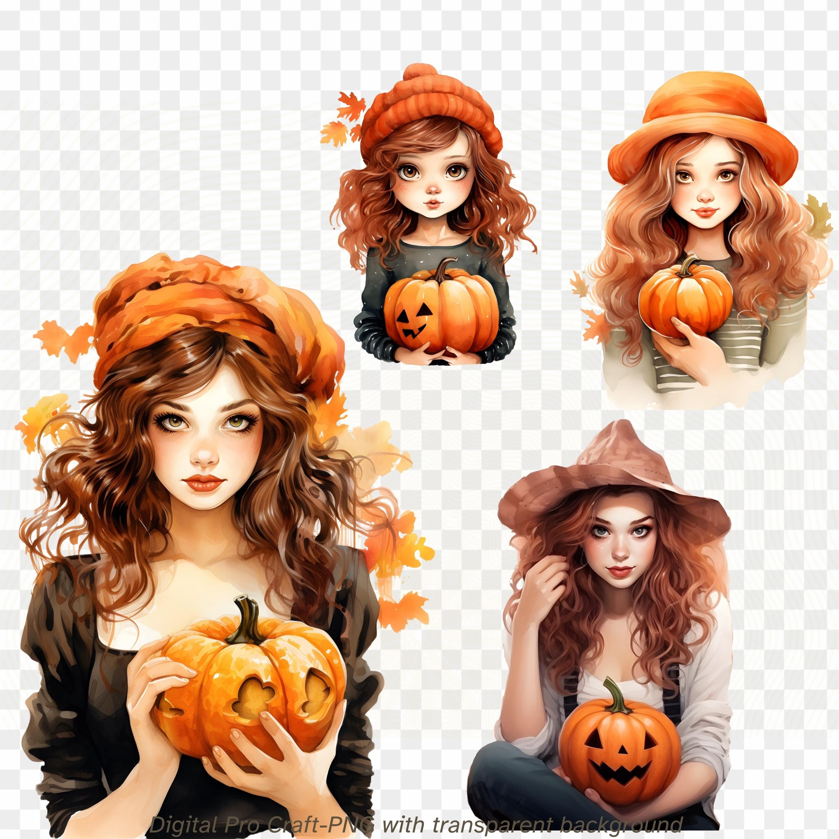 Watercolor Autumn Girl Clipart Png Fashion Girl Clipart - Etsy