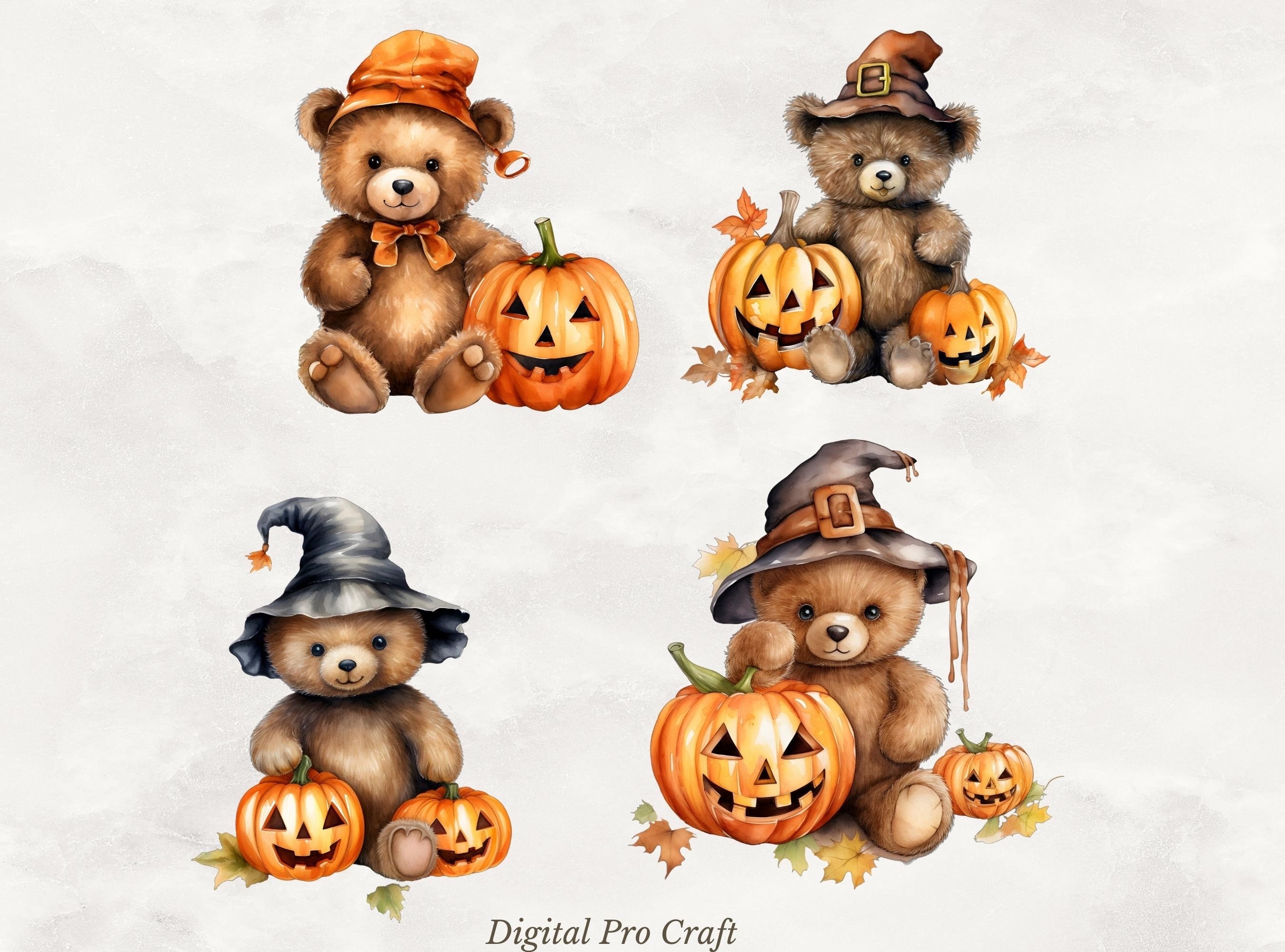 12 Halloween Clipart PNG, Halloween Clipart, Teddy Bear, Transparent ...