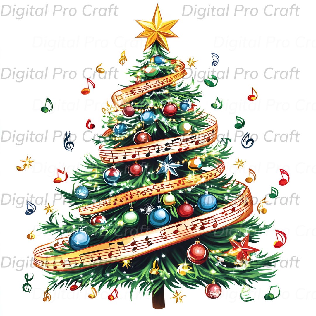 38 JPG Watercolor Christmas Music Trees Clipart, Painted Tree Clipart ...