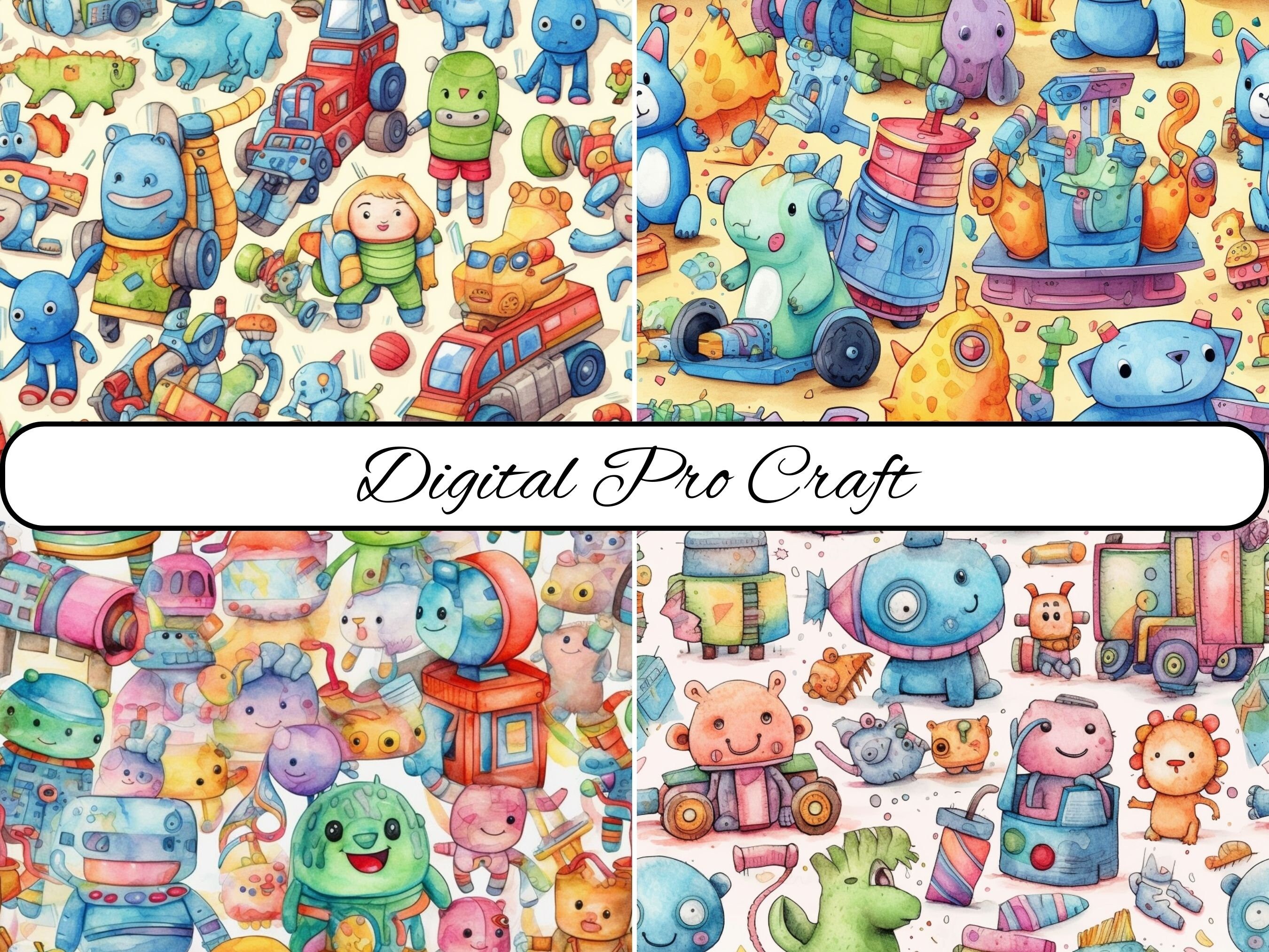 Set of 12 Pattern Toy Digital Papertoy Pack Toy Scrapbook - Etsy