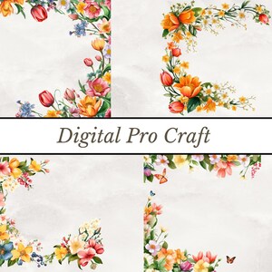 16 Spring Flower Corners Clipart, Flower Corners, Flower Borders, PNG ...