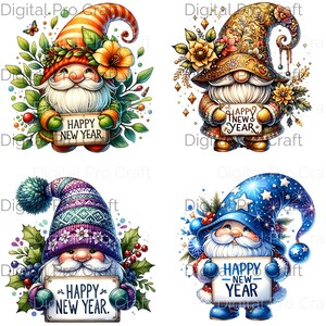 Happy New Year Gnomes Clipart Bundle, Happy New Year, Gnome Png ...