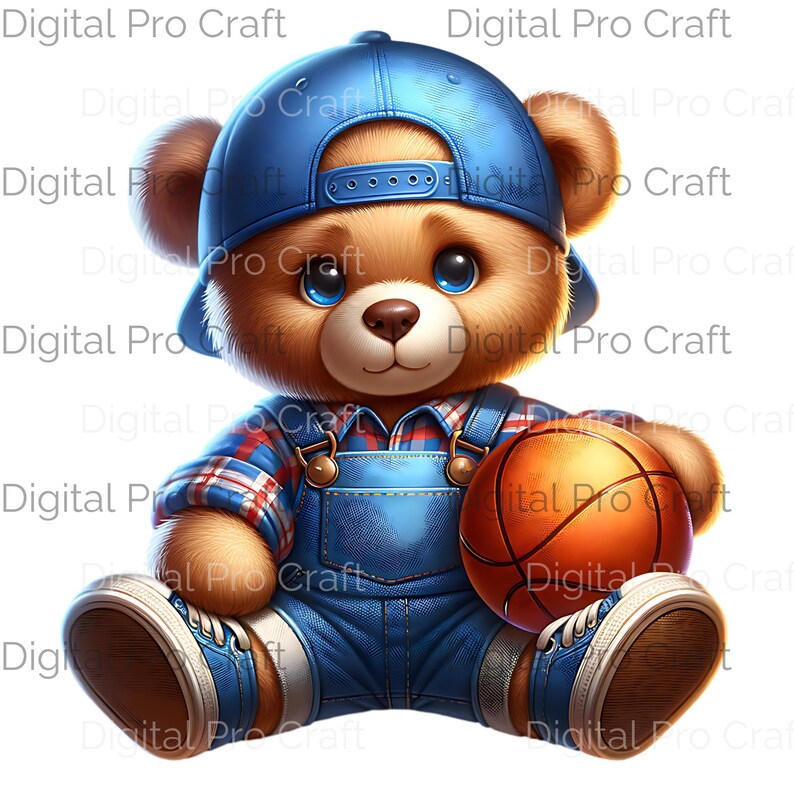 Basketball Teddy Bear Clipart Bundle, Nursery Graphics, Basketball ...