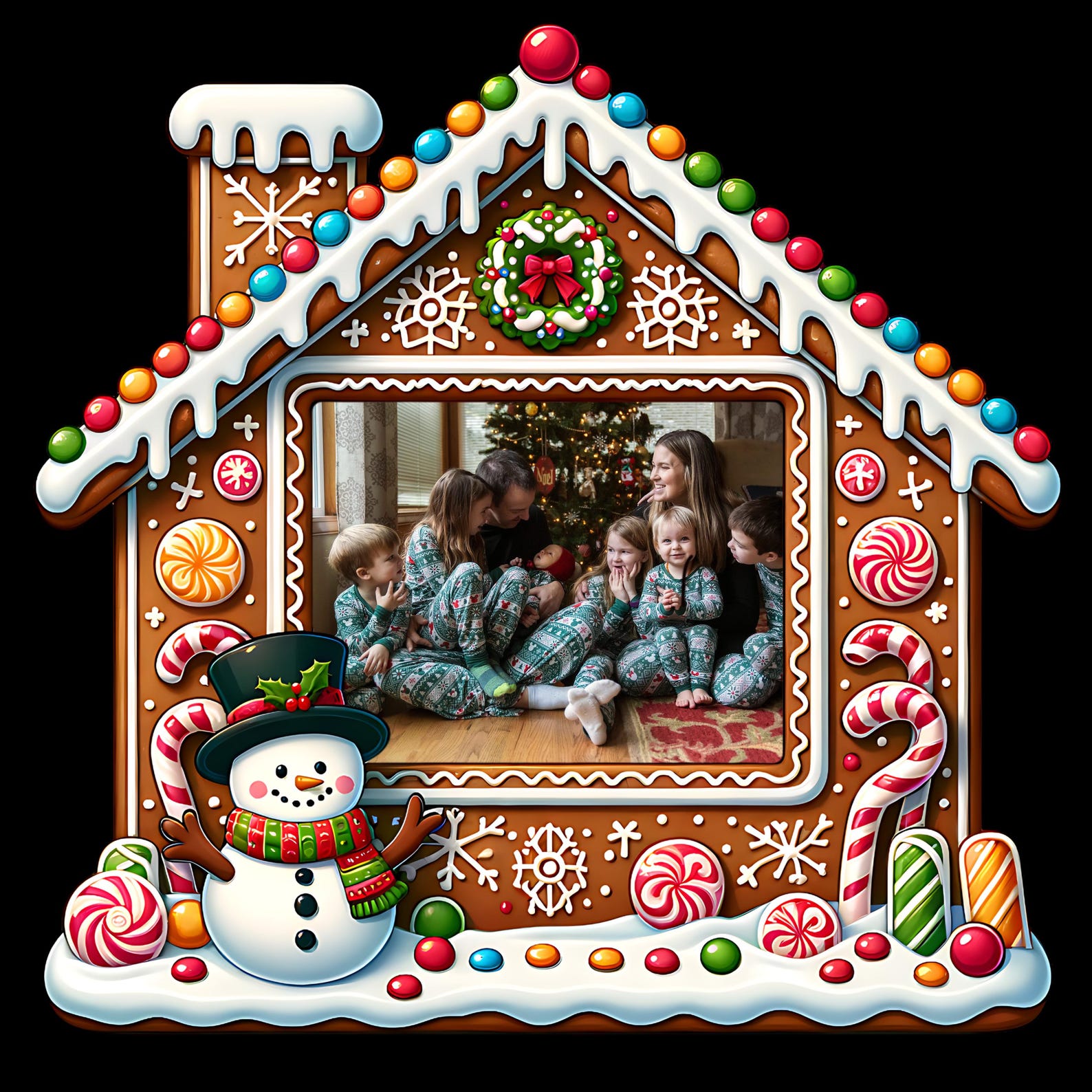 Whimsical Gingerbread House Picture Frame Clipart for Holiday Crafts ...