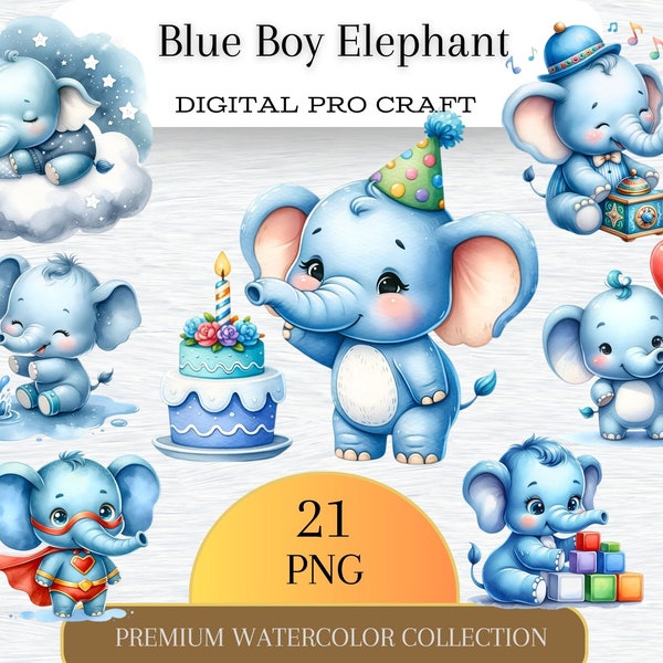 Watercolor Baby Elephant Clipart - Etsy