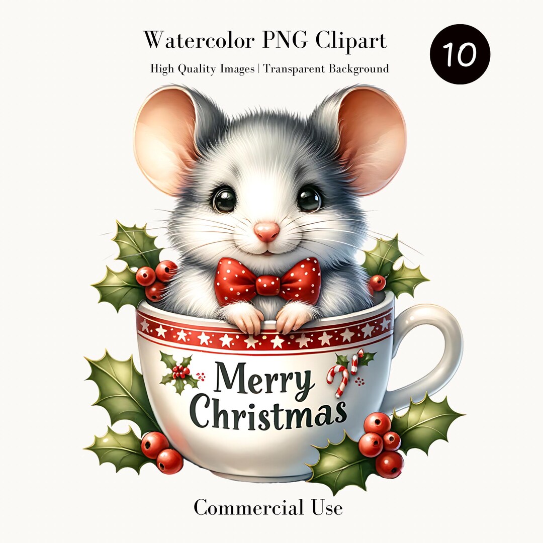Cute Christmas Mouseclipart Bundle,mouseclipart Bundle, Christmas Png ...