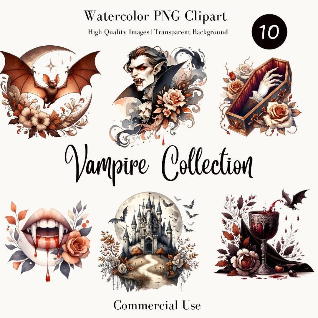 Gothic Vampire Clipart Set - Digital Download for Sublimation Designs ...