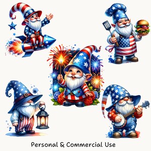 4th of July Gnome Clipart, Patriotic Gnome Watercolor PNG, USA ...