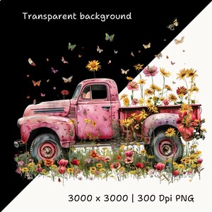 Vintage Pink Truck Watercolor Clipart Set, Digital Download for ...