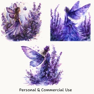 Watercolor Fairy Clipart, Purple Floral Fairy PNG, Digital Download for ...