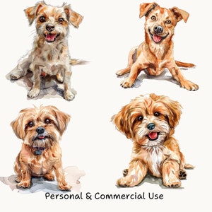 Watercolor Dog Clipart, Digital PNG Set, High Quality Puppy Images ...