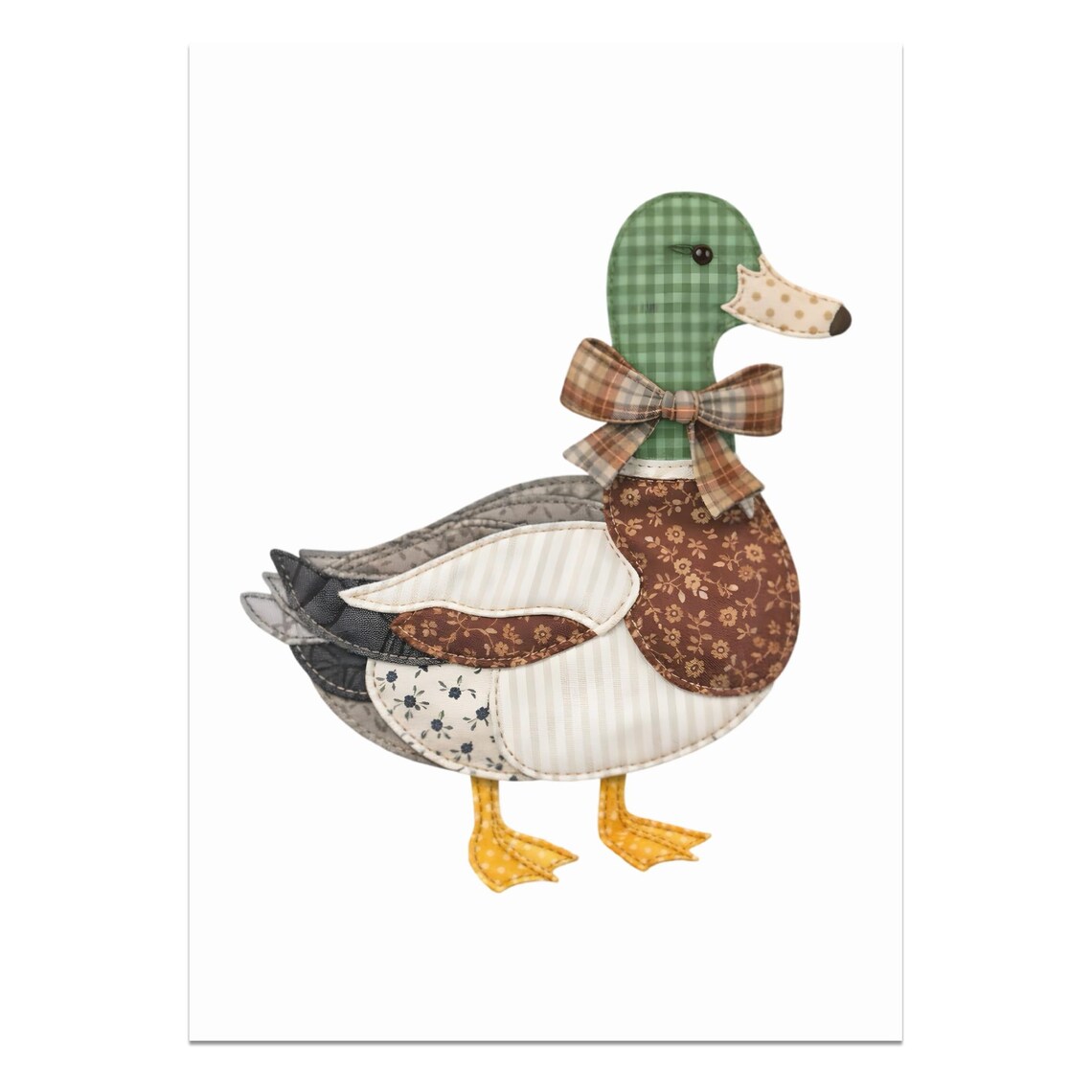 Patchwork Duck Clipart PNG | Applique Quilt Style Duck | Farmhouse ...
