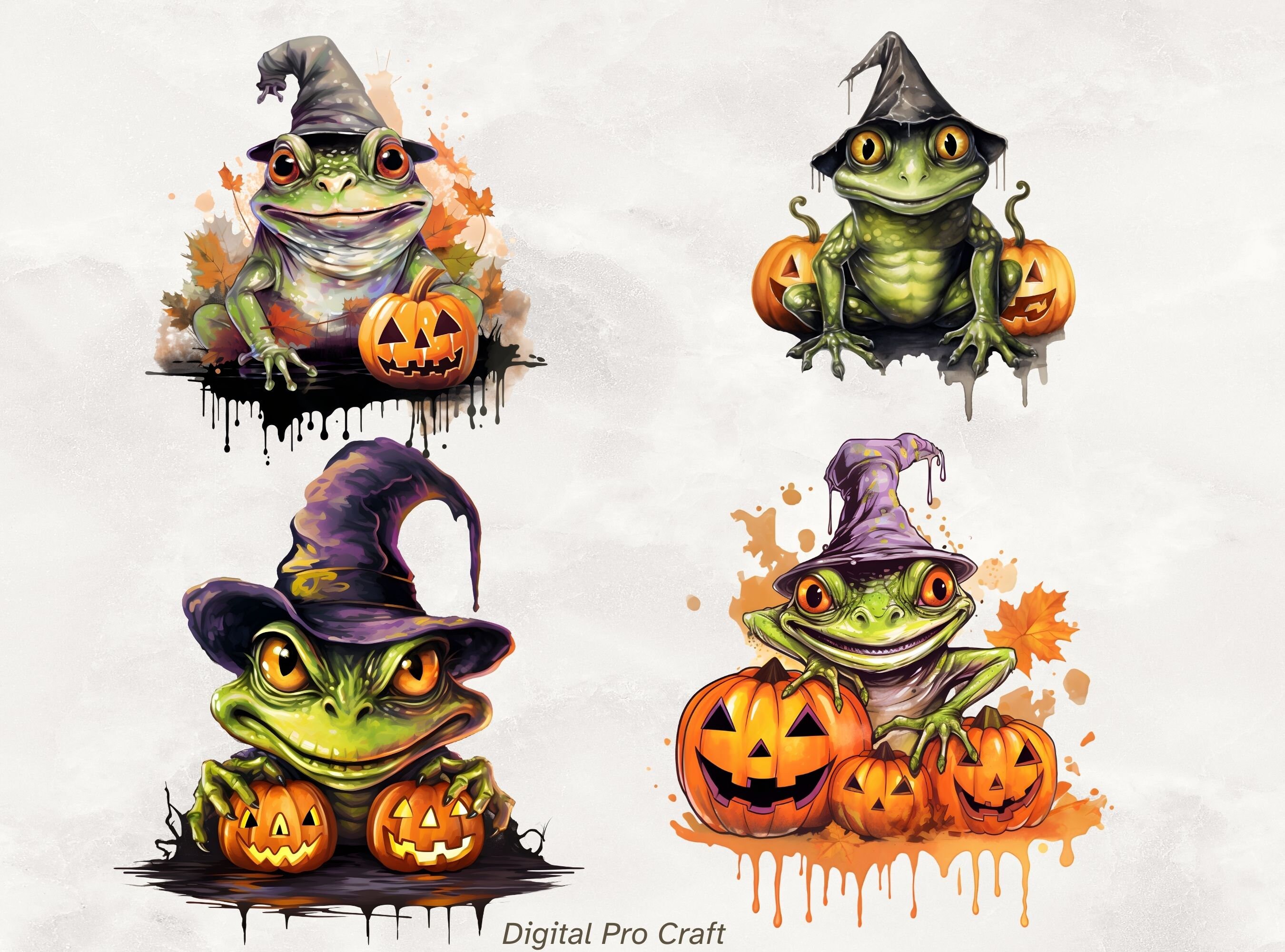 Retro Halloween Frog Clipart-15 High Quality - Etsy