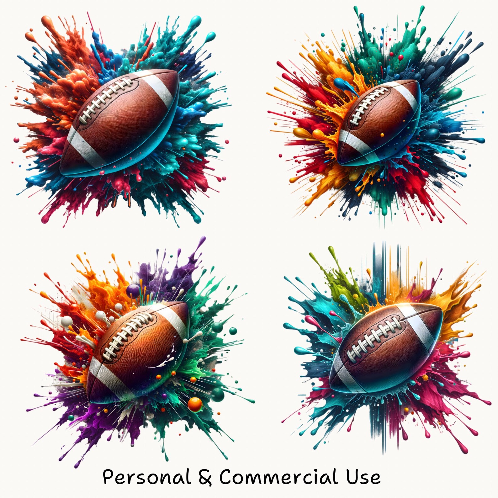 Watercolor Football Splash Clipart, Sports Art PNG (digital Download ...