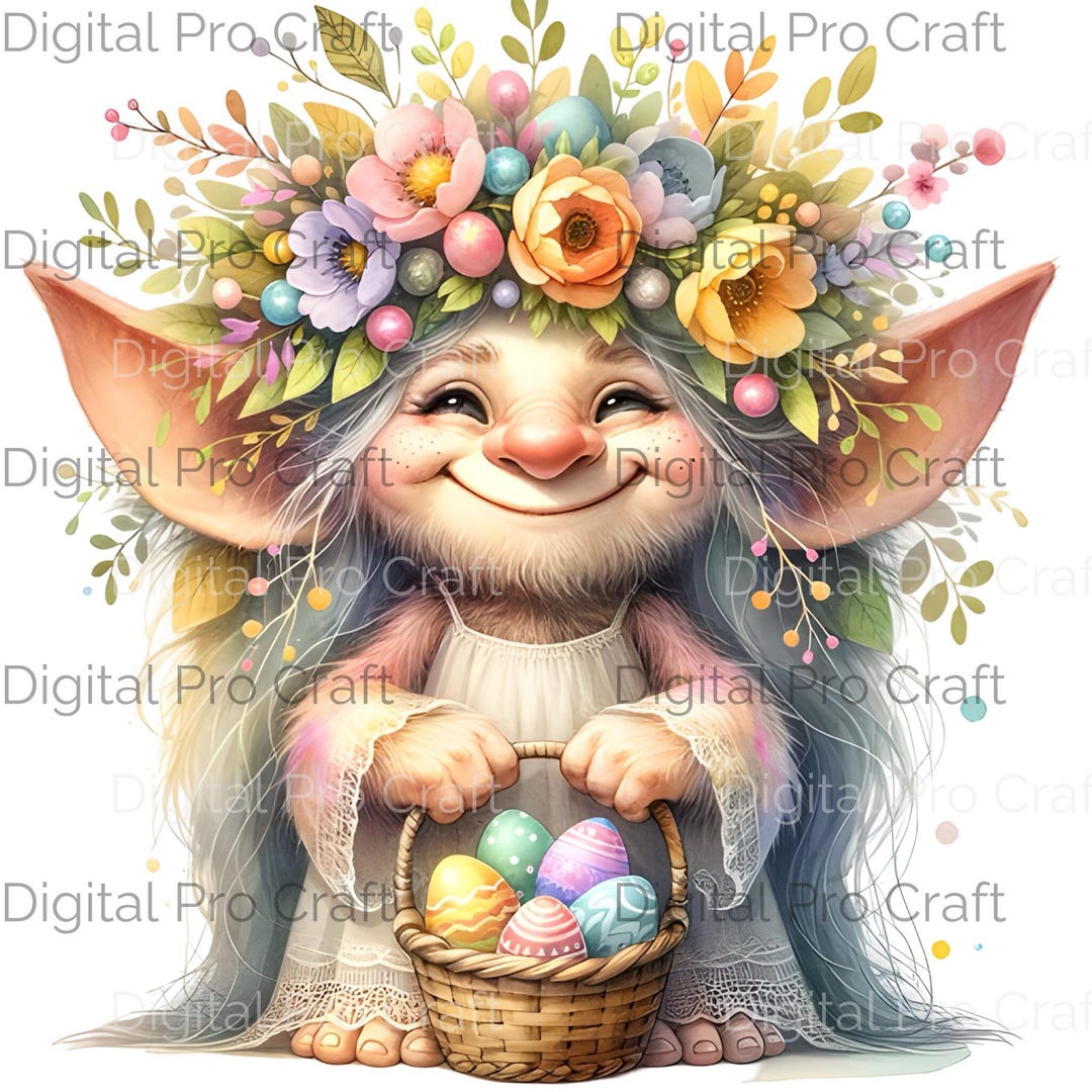 Cute Easter Troll Clipart Collection - Colorful PNG Illustrations for ...