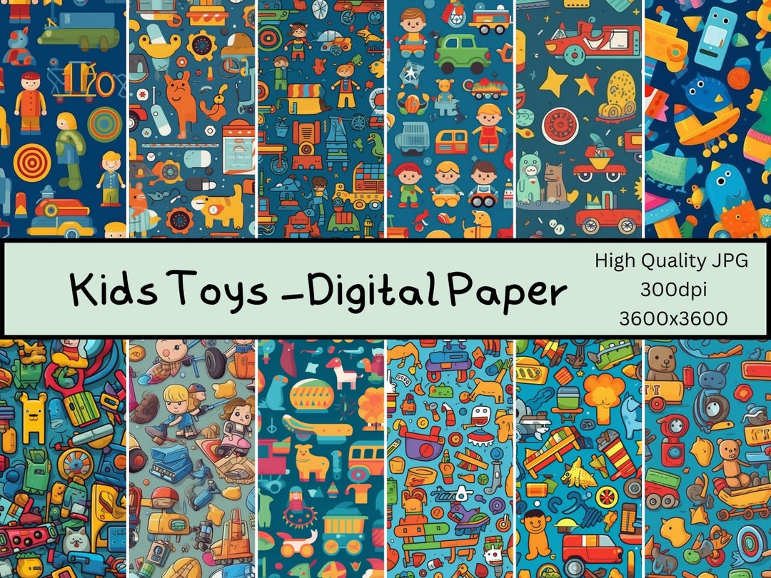 Toy Digital Paper Pack, Toy Seamless Digital Paper, Toy Pattern, Toy ...