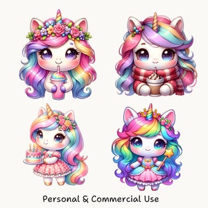 Unicorns Party Digital Clipart – Magical Fantasy Clipart, PNG Cute ...