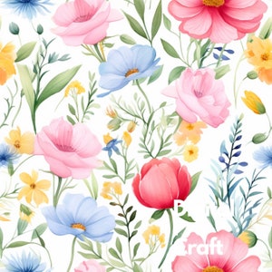 Spring Floral Medley Digital Paper - Watercolor Flower Backgrounds - 16 ...