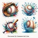 Watercolor Baseball Clipart, Digital Splash Sports Art, Commercial Use ...