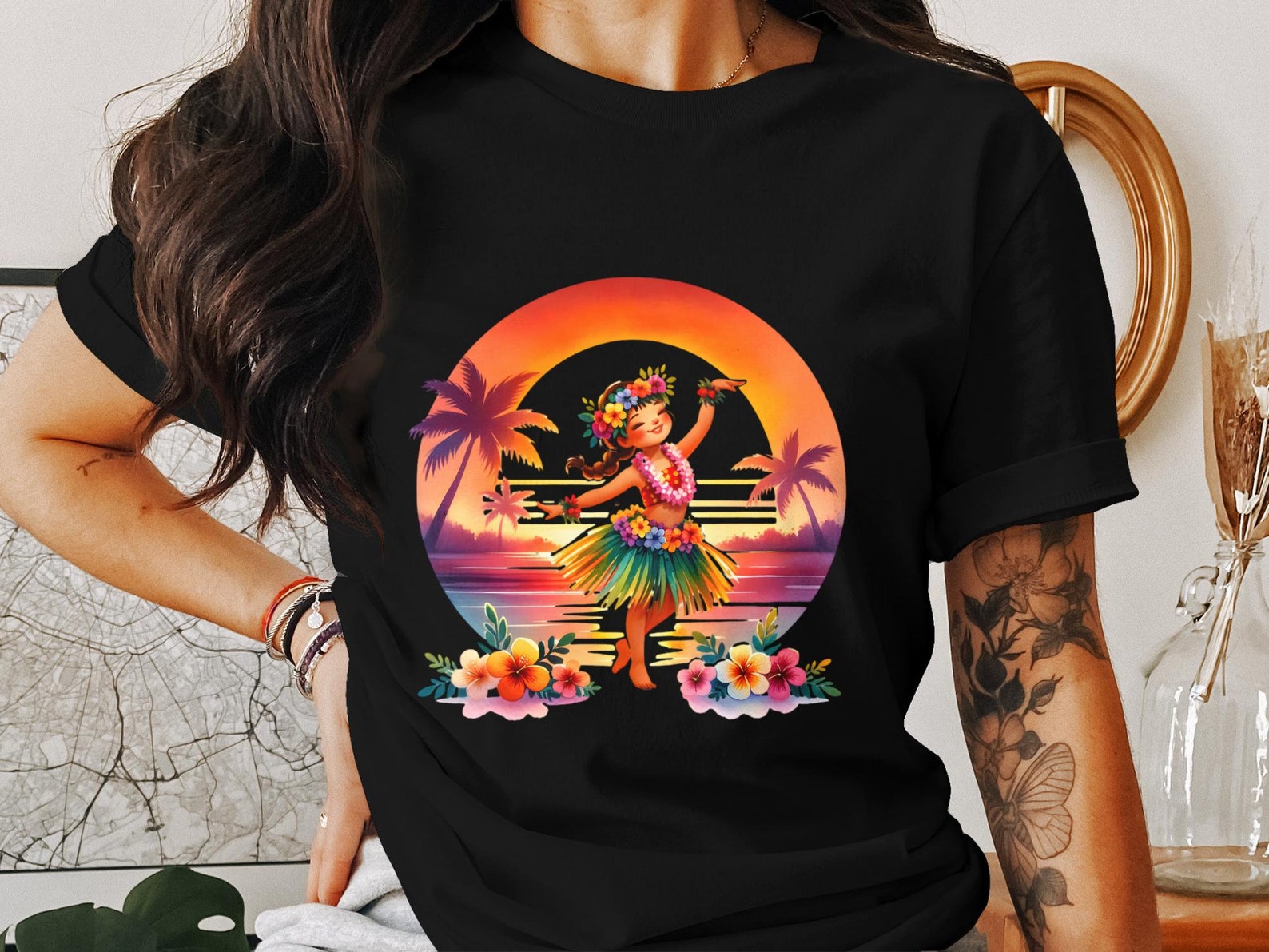 Watercolor Hula Girl PNG Clipart – Tropical Beach Clipart, Hawaiian ...