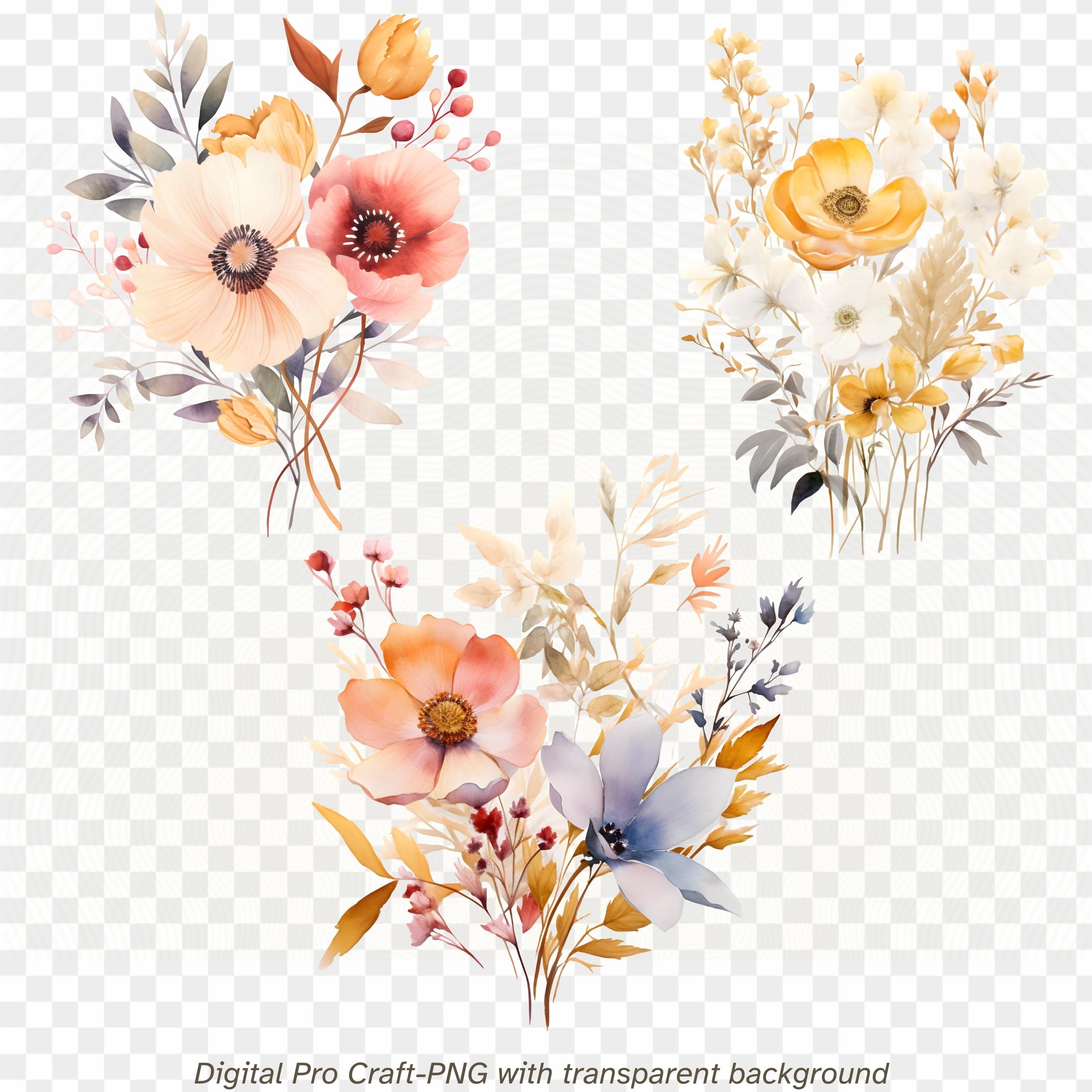 Floral Watercolor Clipart Fall Watercolor Clipart Autumn - Etsy
