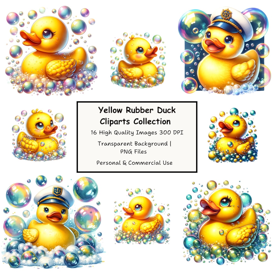 Yellow Rubber Duck Clipart Collection, Bubble Ducks, Transparent ...