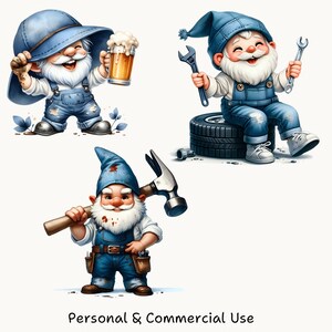 Mechanic Gnome Clipart Set, Watercolor Gnomes PNG, Digital Download ...